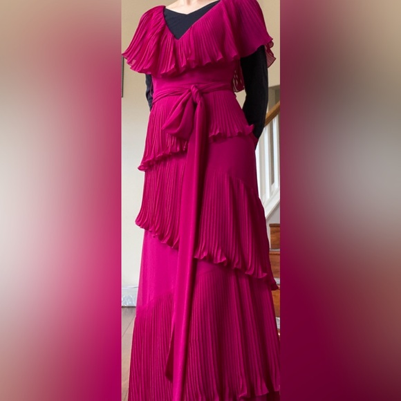 Badgley Mischka | Dresses | Evening Gown Or Dress Pleated Ruffle From ...